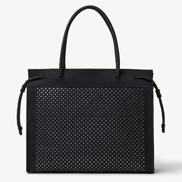 Fendi Magic Shopper Large Black Embroidered Fabric Shopper With Mirrors